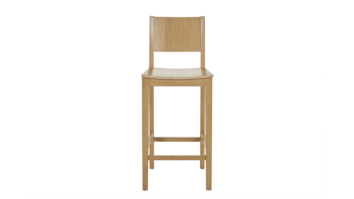 Tabouret de bar scandinave bois chêne H65 cm MELVIL - Miliboo