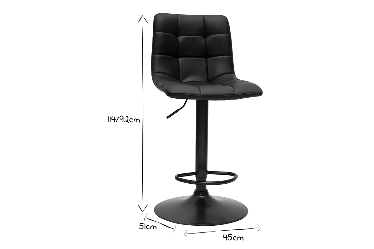 Tabourets de bar réglables design noirs (lot de 2) MAXWELL - Miliboo