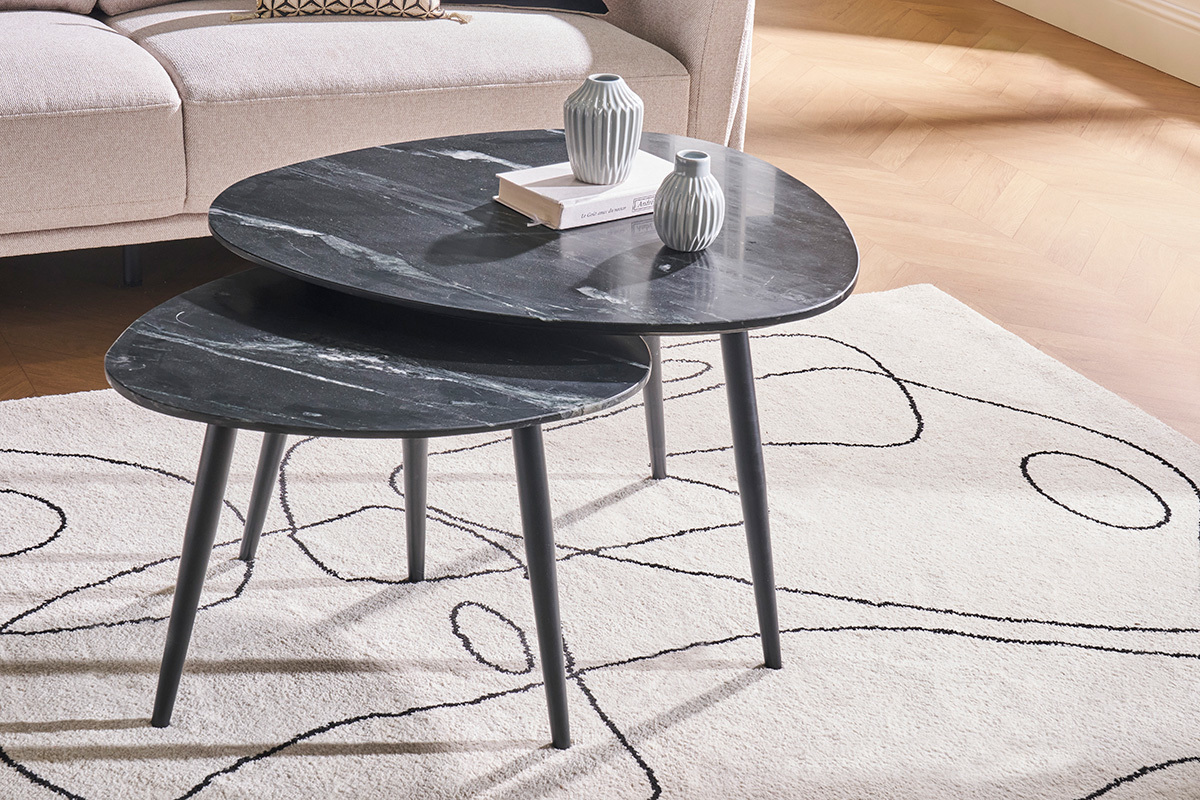 Tapis blanc motif line art 160 x 230 cm ARTISTE - Miliboo