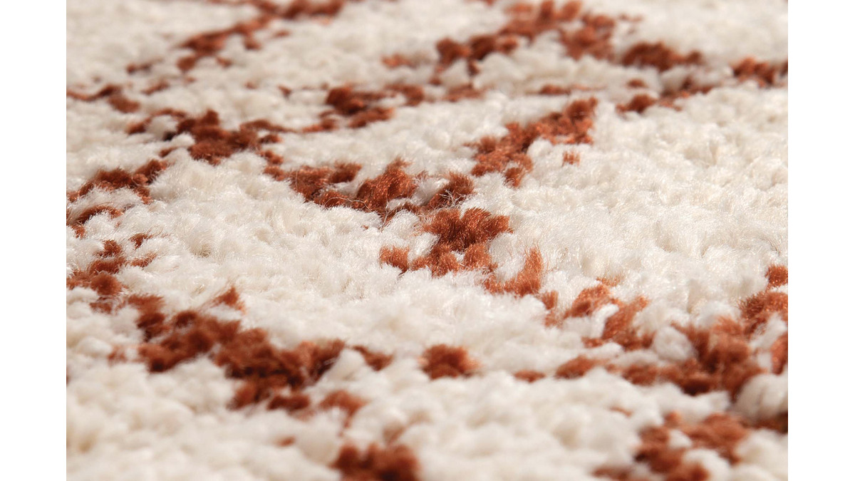 Tapis moderne beige et rouge tomette 200 x 290 cm PALMERAIE - Miliboo